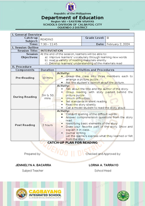 CATCH UP READING - Republic of the Philippines Department of Education ...