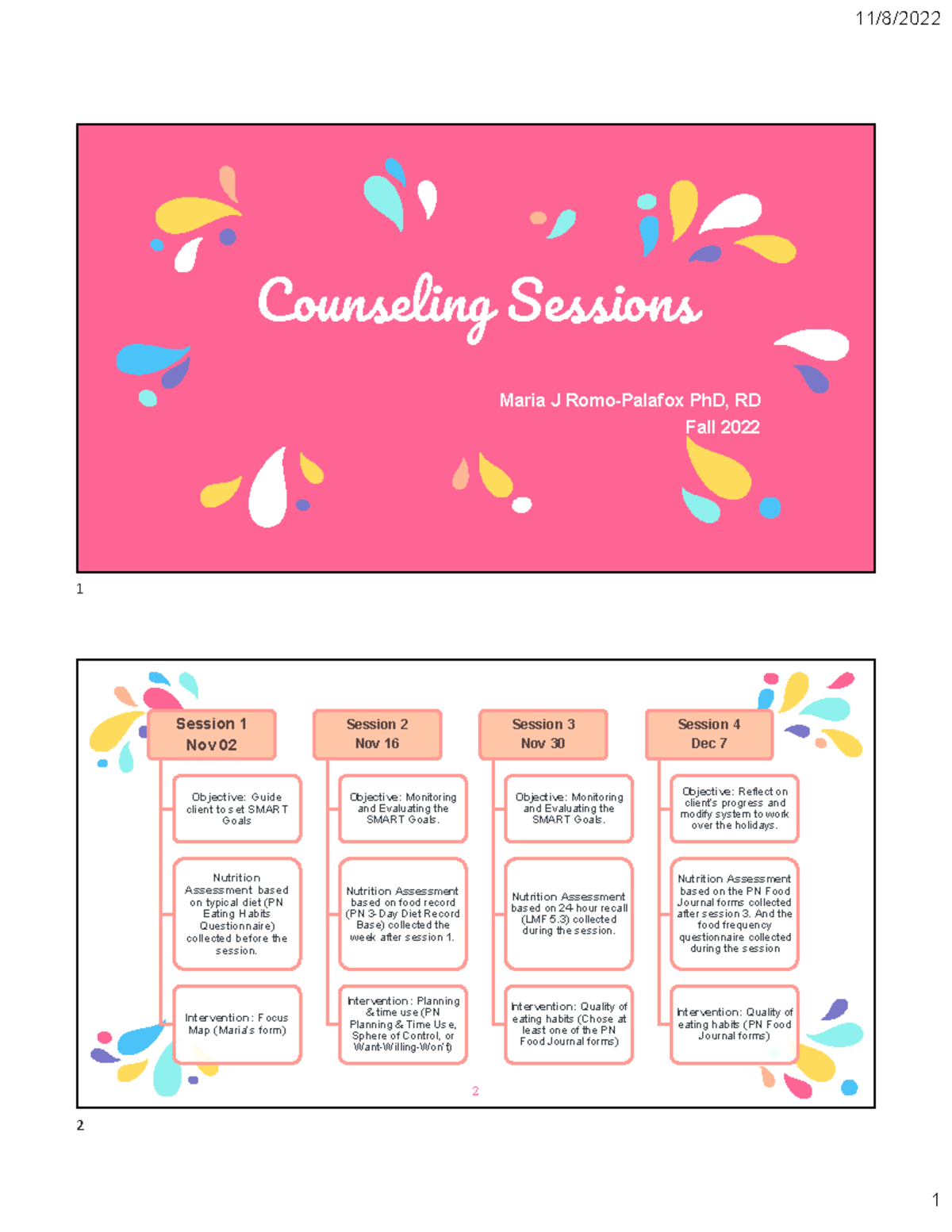 The 4 counseling sessions - Counseling Sessions Maria J Romo-Palafox ...
