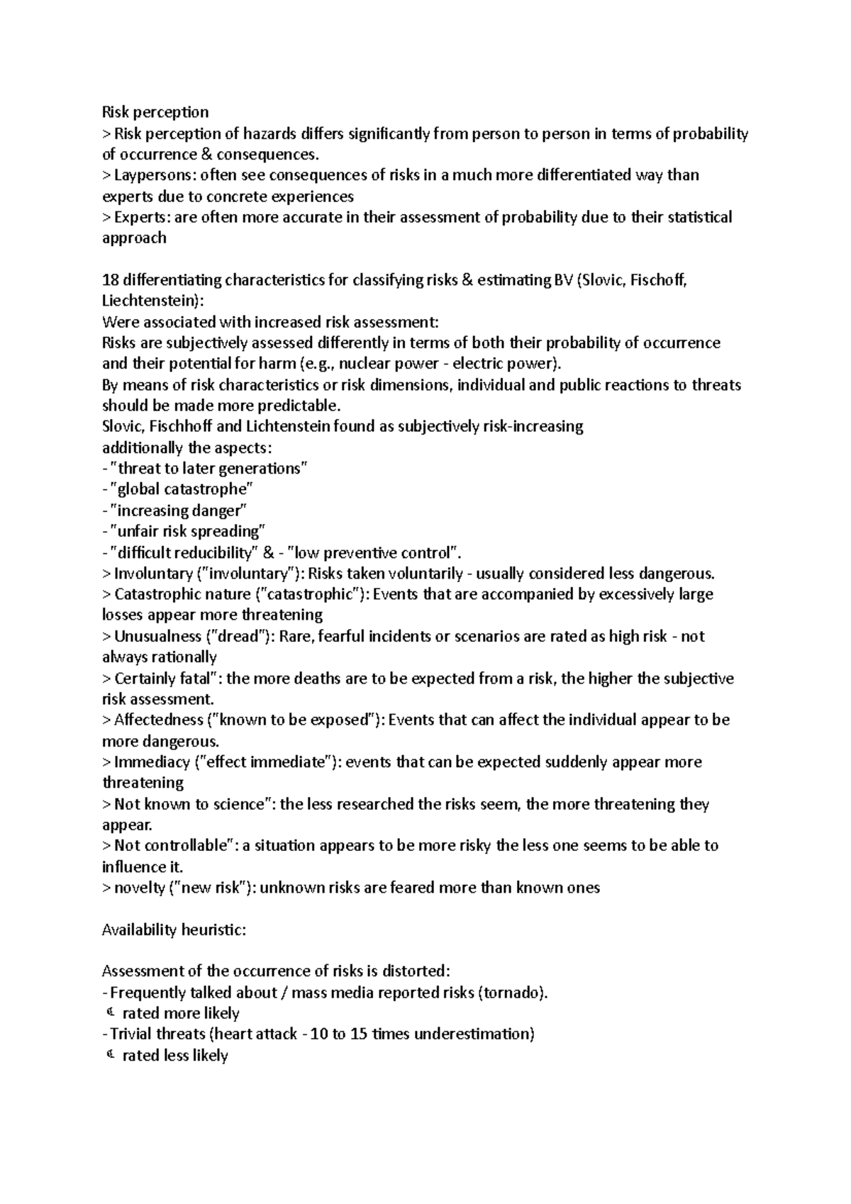Risk perception - Positive Psychology - Risk perception Risk perception ...