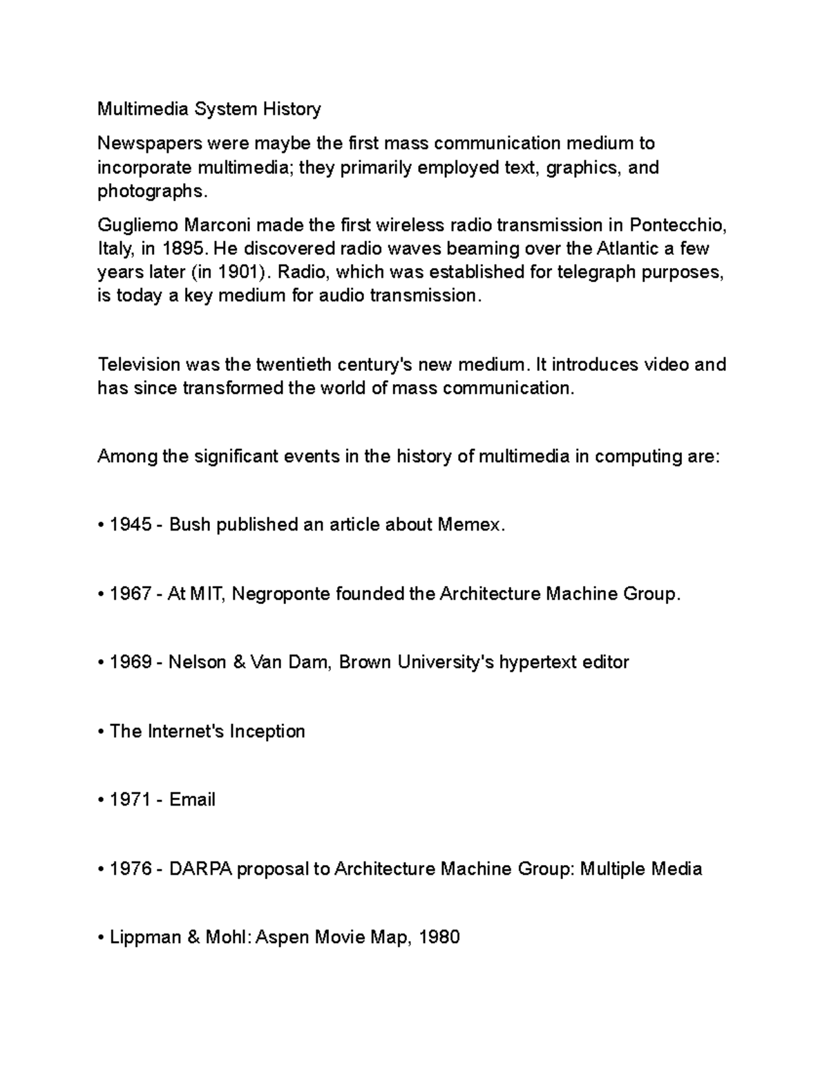 Introduction TO Multimedia ARTS (MMA131) 3 - Multimedia System ...