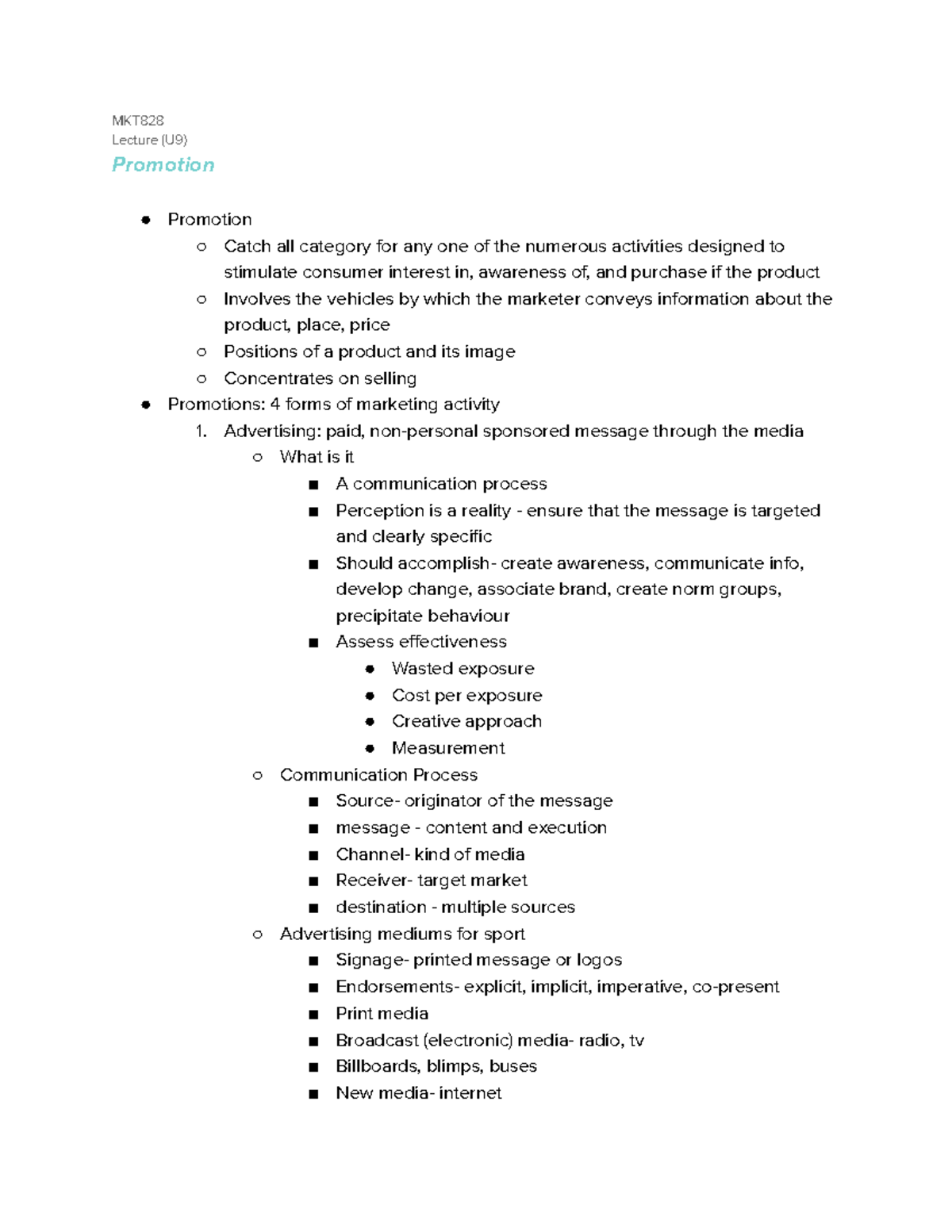 Promotion (U9) - Professor: Marla Spergel - MKT Lecture (U9) Promotion ...