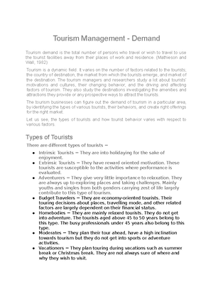 Concept of tourism - Lecture notes 1-4 - What is a tourist? How you ...