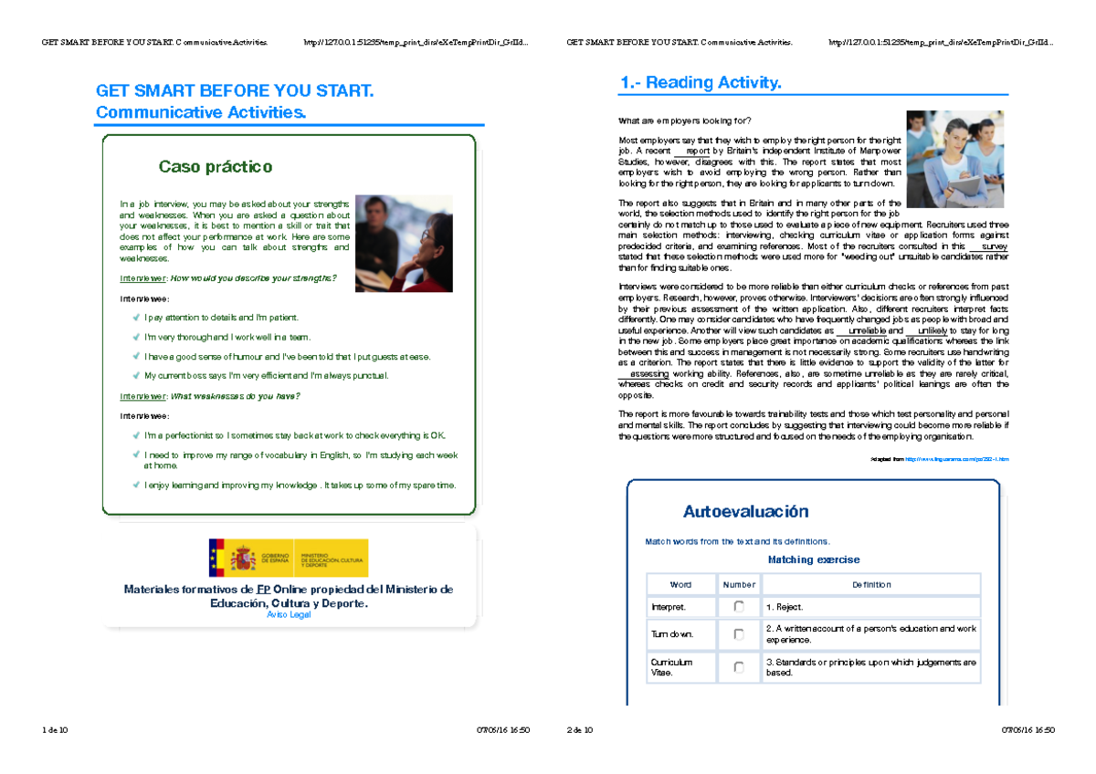 CI ING01 Comunicative Activities - GET SMART BEFORE YOU START ...
