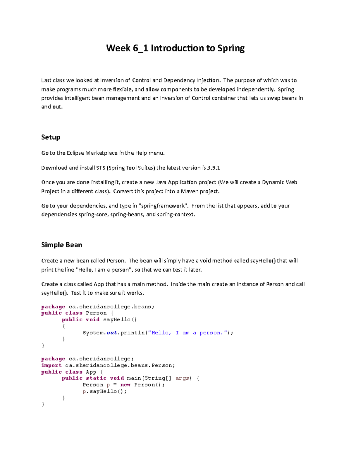 Week 6 1 Introduction to Spring - Week 6_1 Introduction to Spring Last ...