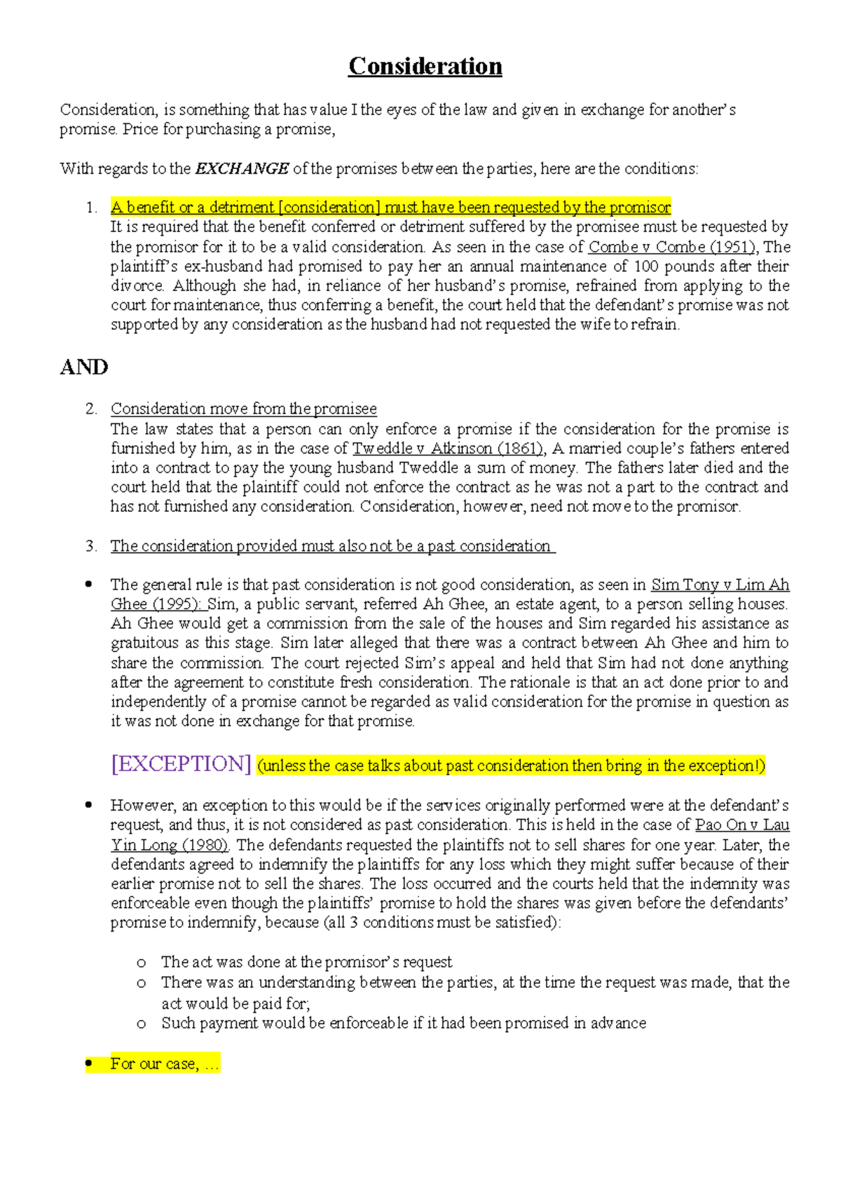 Template for Consideration and Intention - Consideration Consideration ...