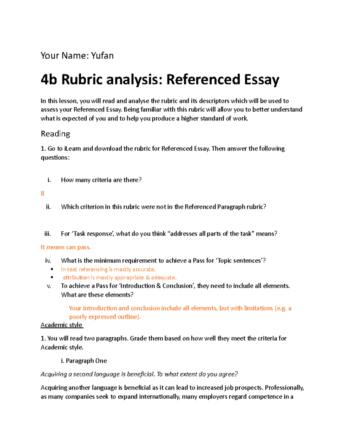 4b Rubric analysis Referenced Essay - Your Name: Yufan 4b Rubric ...