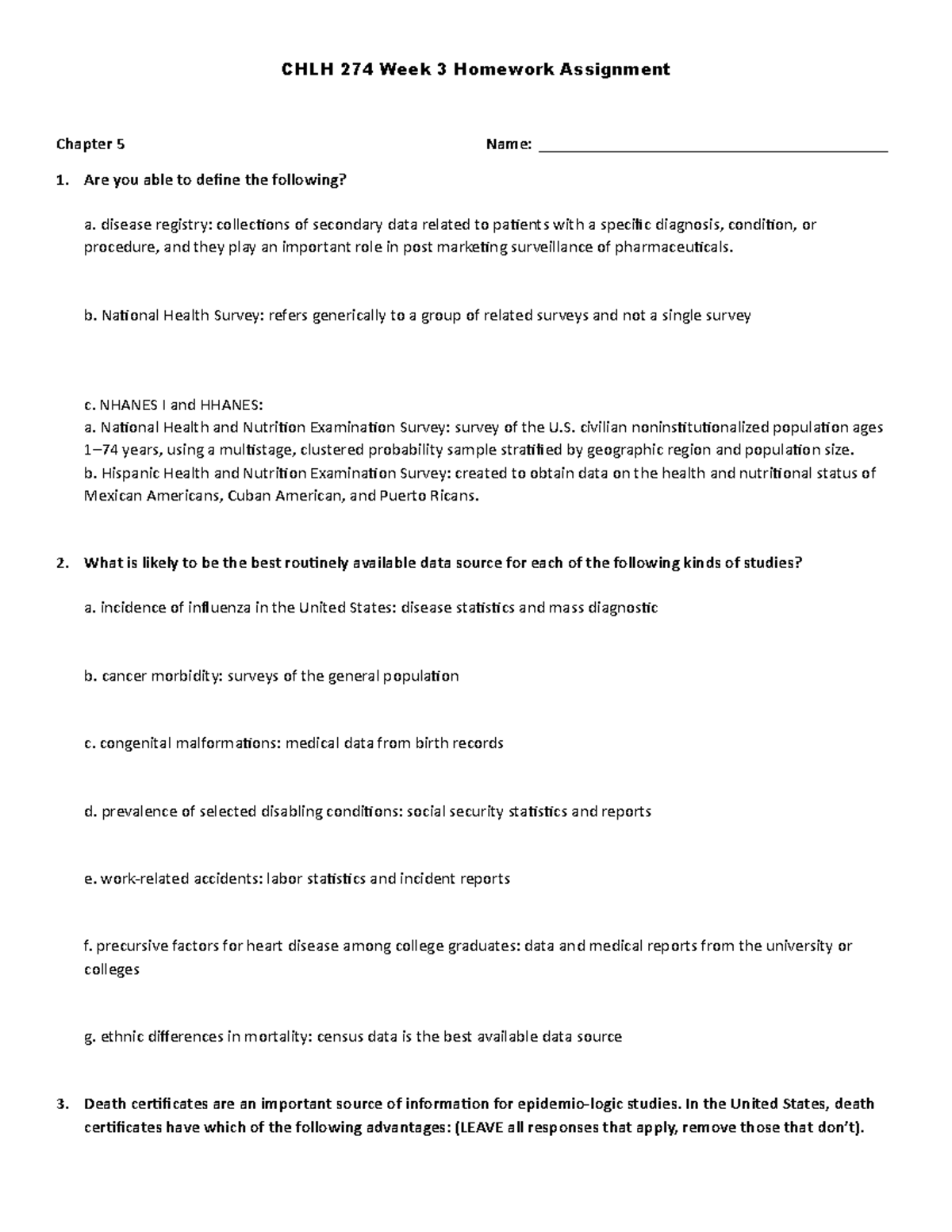 CHLH 274 Week 3 Homework Assignment - CHLH 274 Week 3 Homework ...