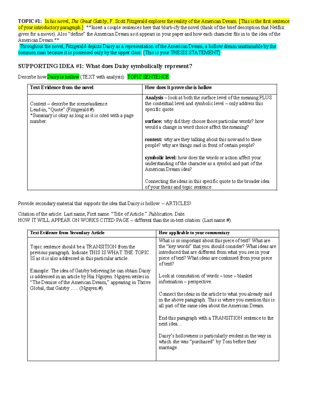 How to complete the planning sheet for starting the rough draft - TOPIC ...