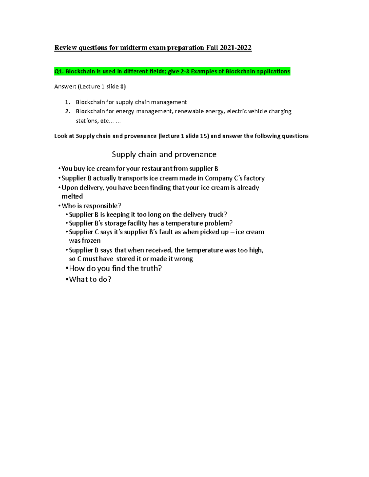 Review Questions for exam Preperation 31-10-2021 - Review questions for ...