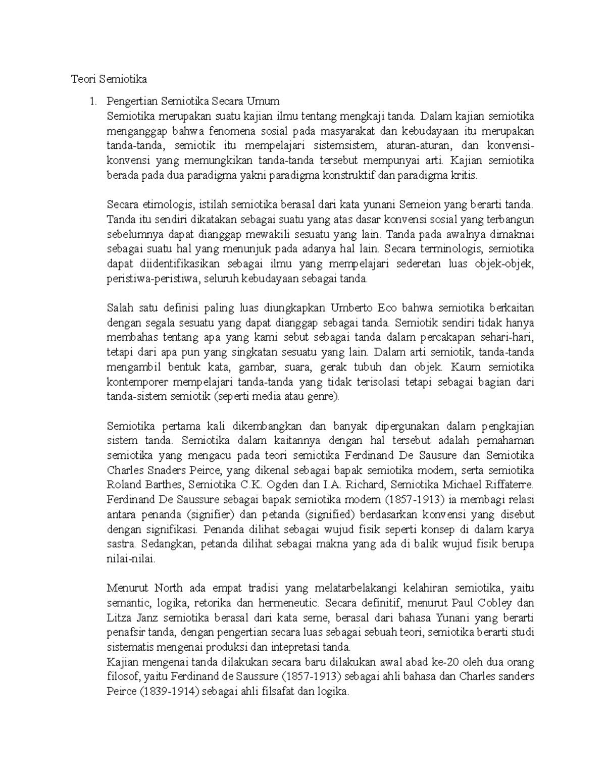 Teori Semiotika - Teori Semiotika Pengertian Semiotika Secara Umum ...