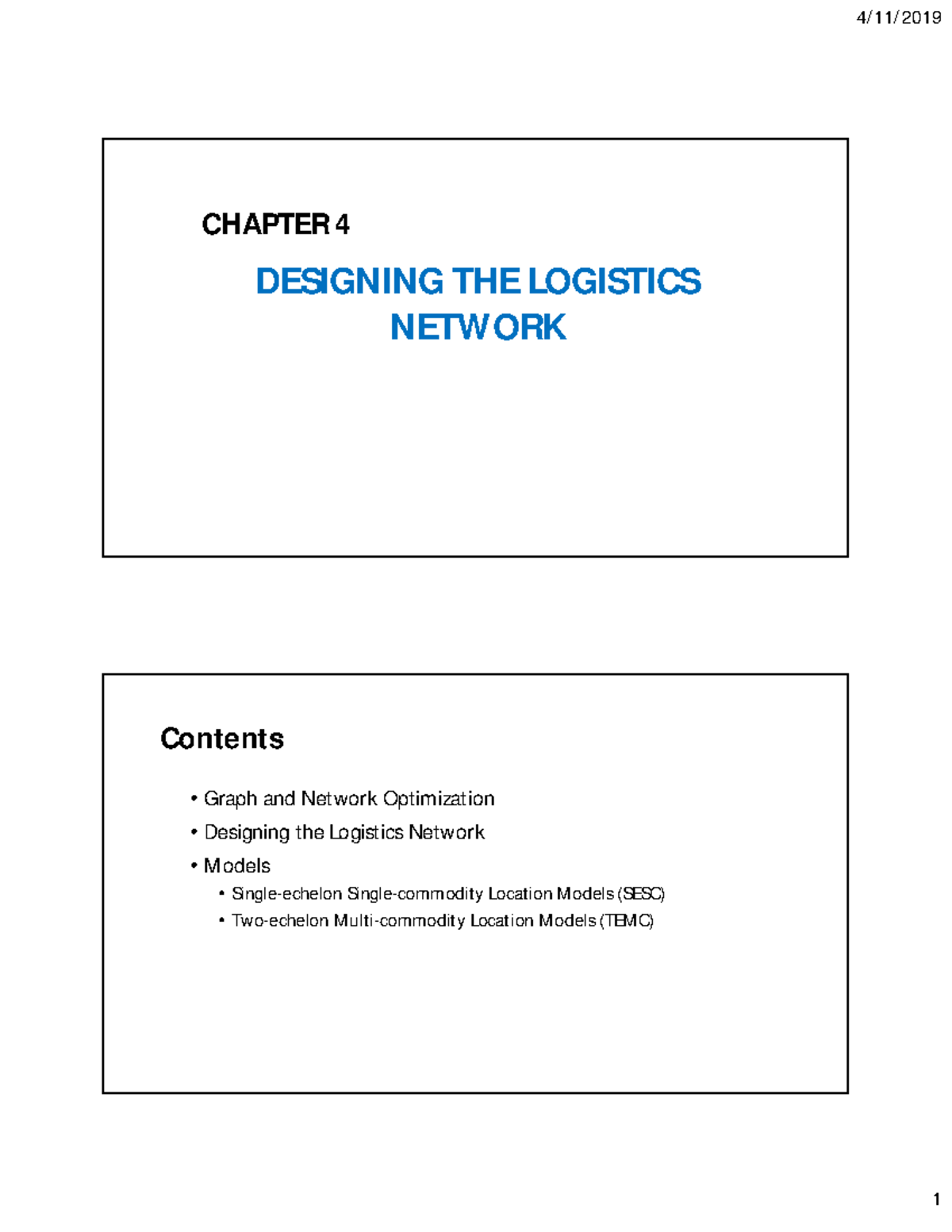 Chapter 4 - Designing the Logistics Network - DESIGNING THE LOGISTICS ...