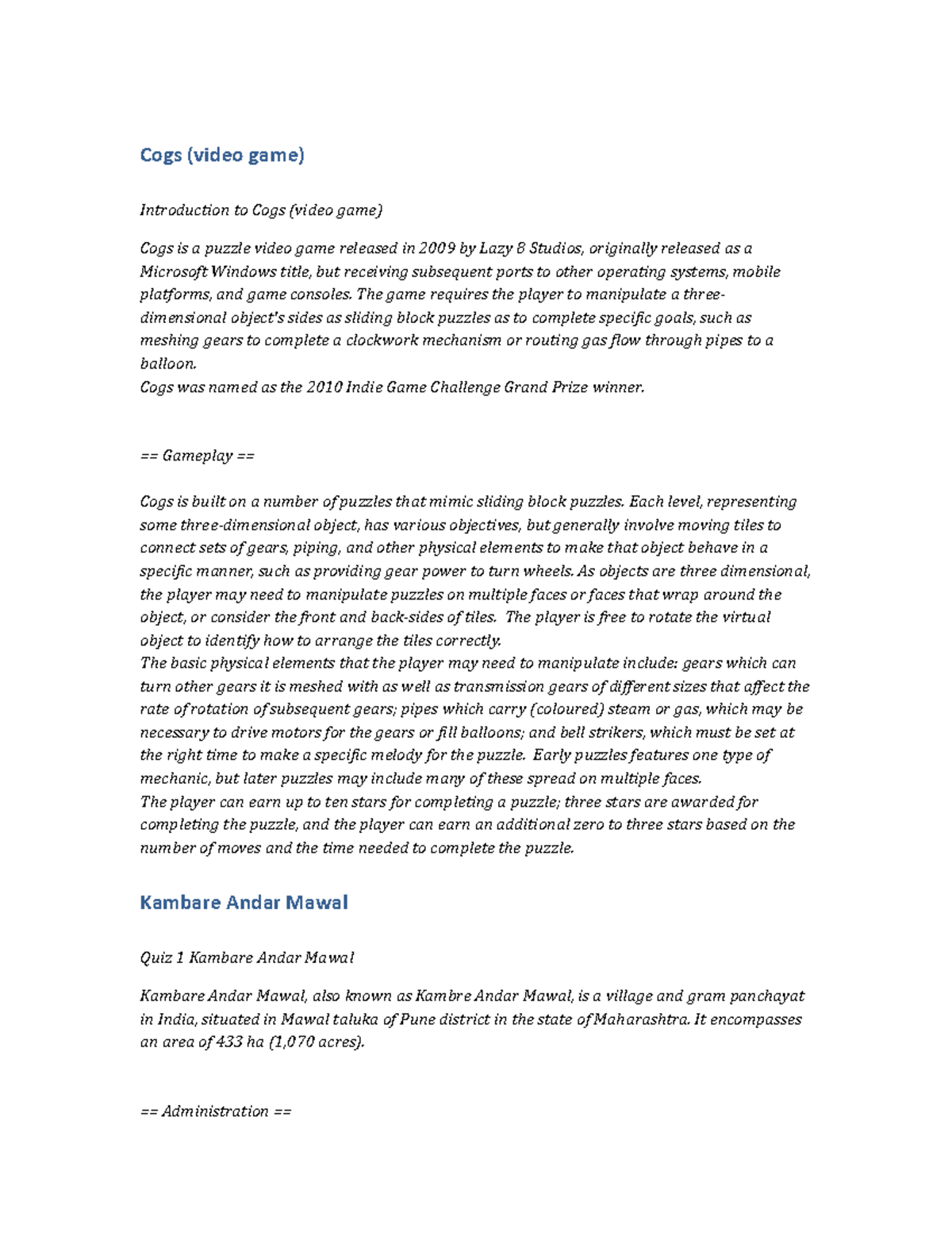 POLS157Essay Cogs (video game) - Cogs (video game) Introduction to Cogs ...