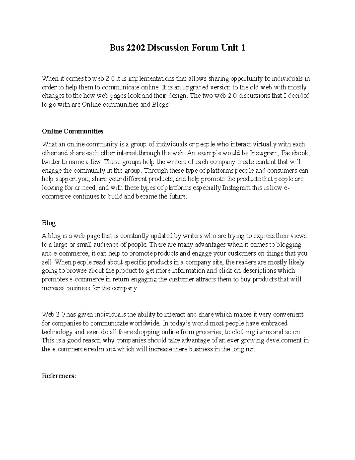 Bus 2202 Discussion Forum Unit 1 - Bus 2202 Discussion Forum Unit 1 ...