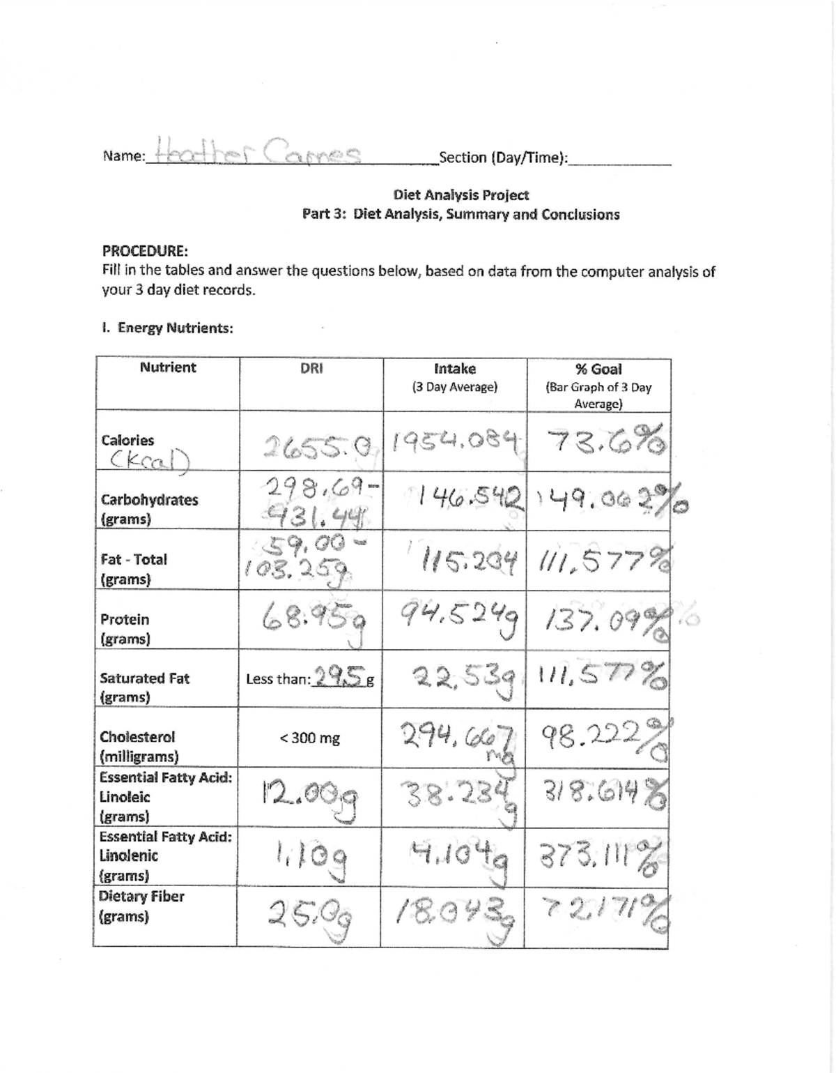 Diet analysis Part 3 - HO15 - Studocu