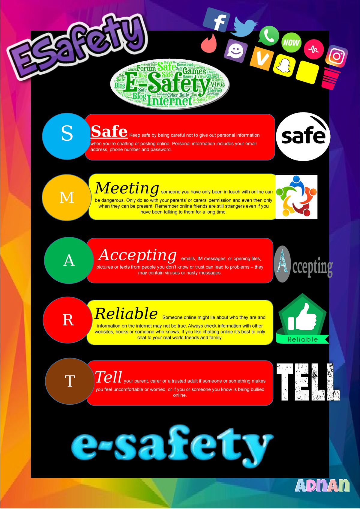 E -safety - R T Tell your parent, carer or a trusted adult if someone ...