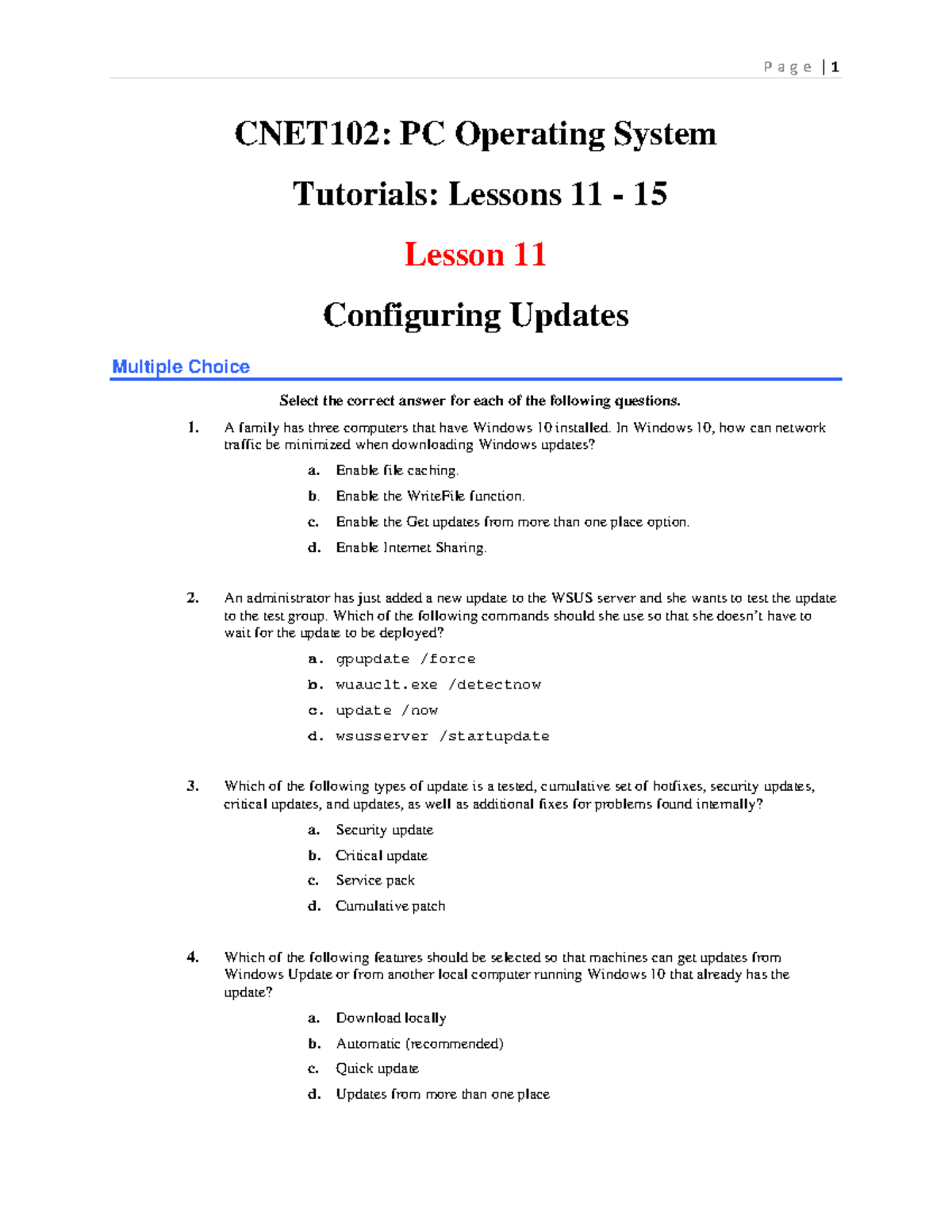 Cnet102 Tutorials 3 Lessons 11 15 Cnet102 Pc Operating System Tutorials Lessons 11 15