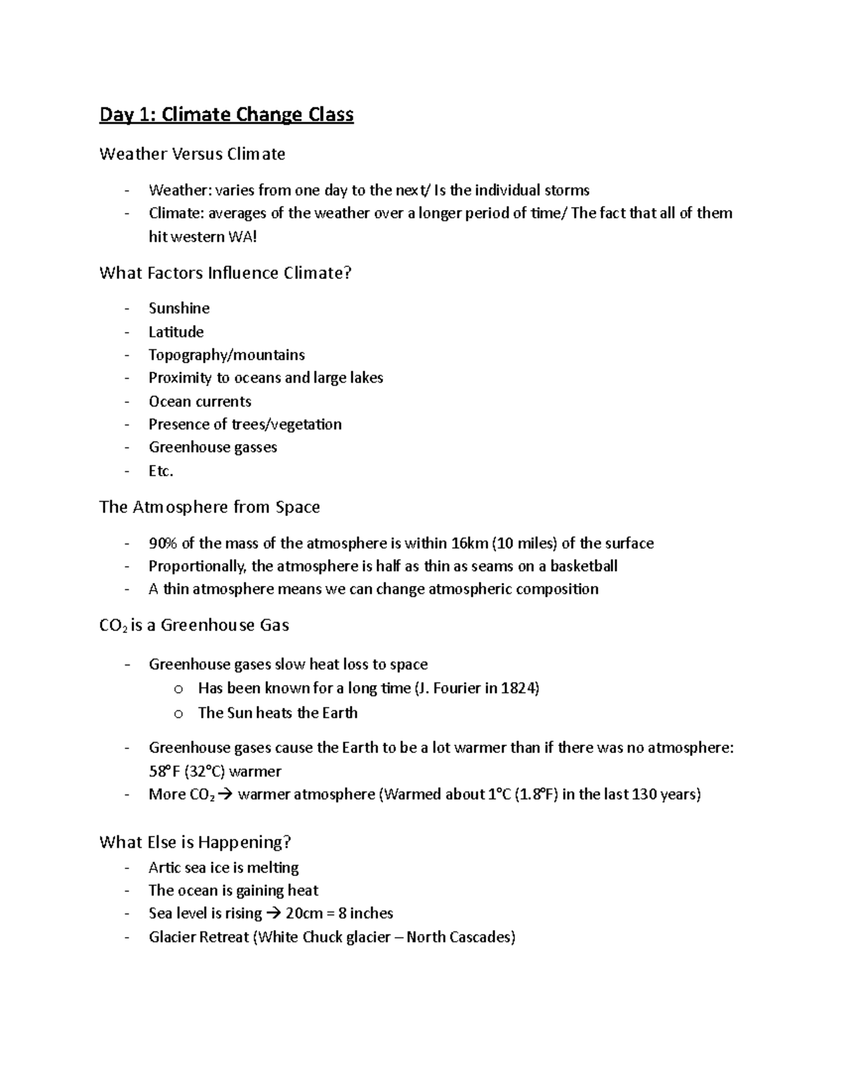 Day 1 Notes (Sep 25, 2019 ) - Day 1: Climate Change Class Weather ...