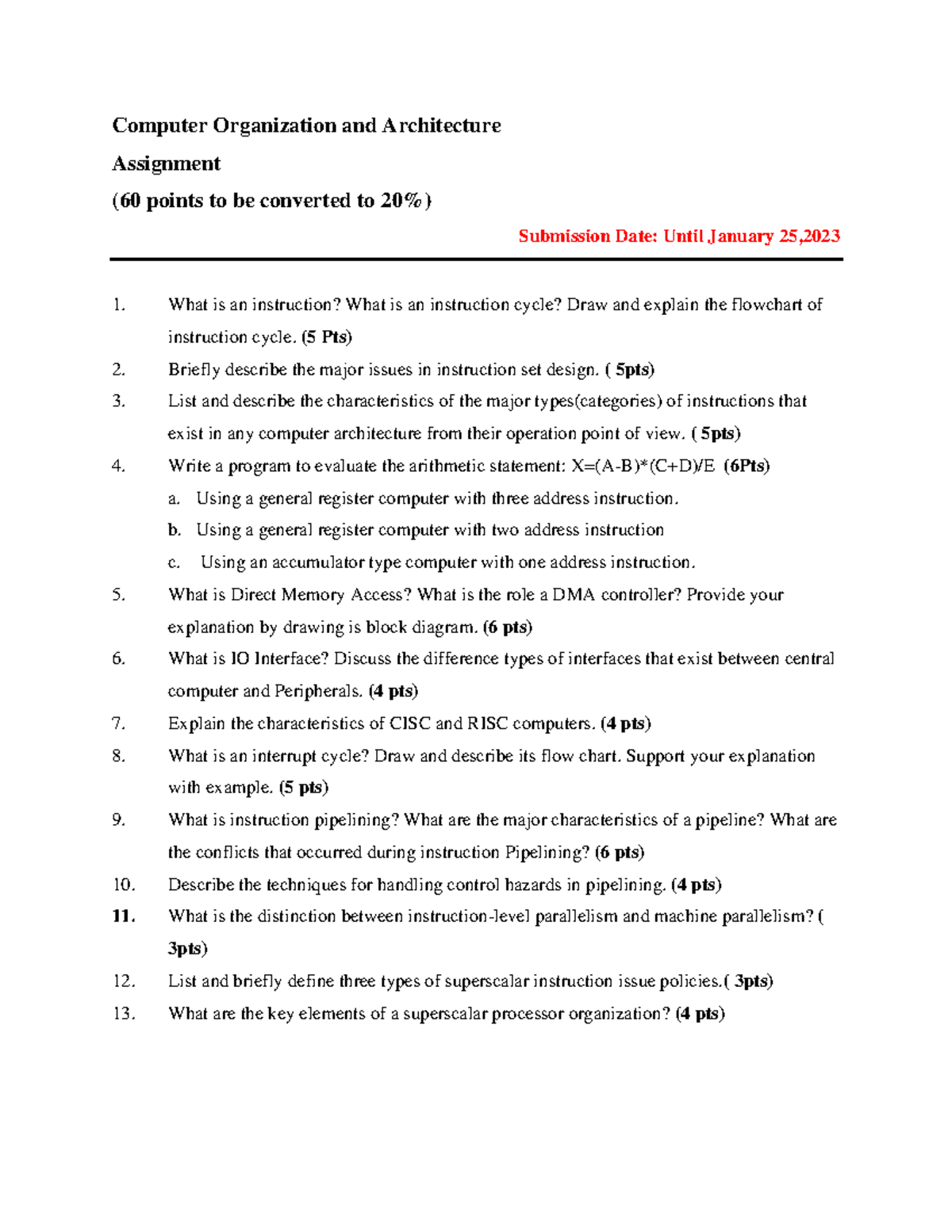 Assignment Comp Orga Arch - Computer Organization and Architecture ...