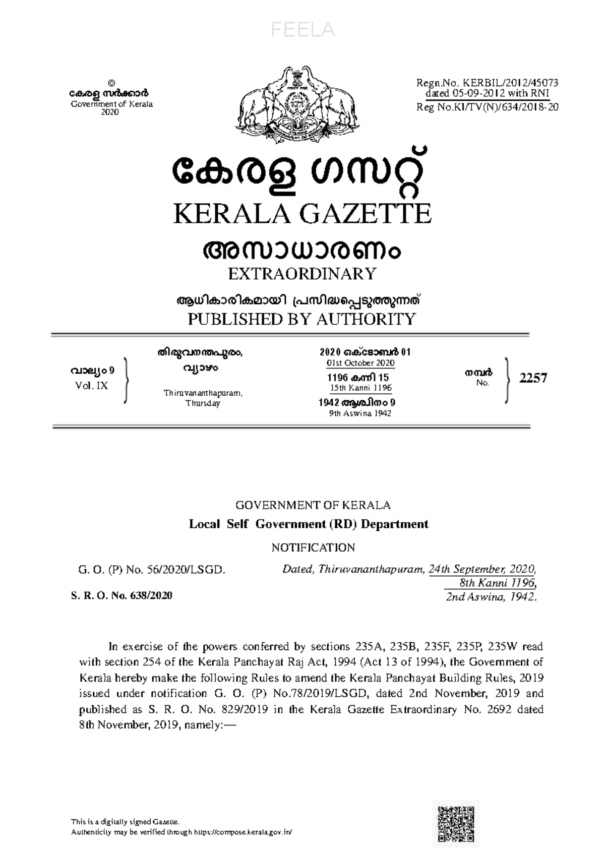 Kerala building rules - buildin - ####### GOVERNMENT OF KERALA ...