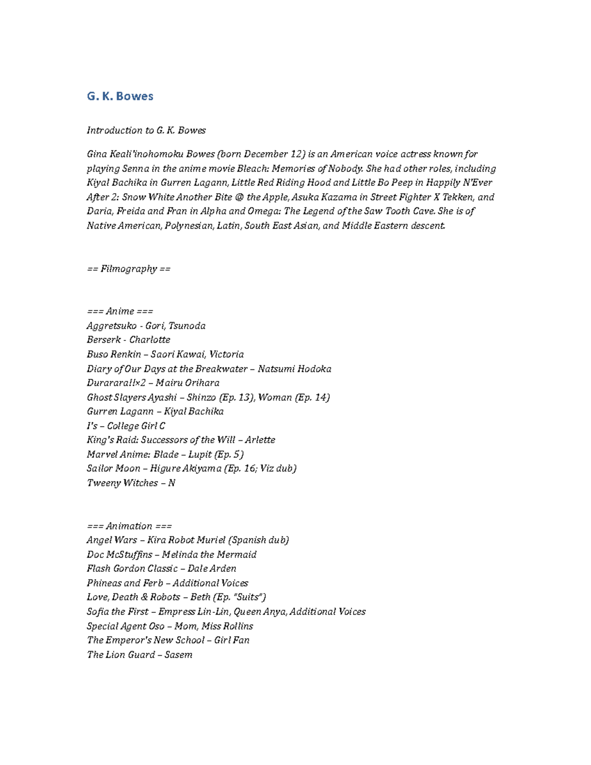 HIST123Notes G. K. Bowes - G. K. Bowes Introduction to G. K. Bowes Gina ...