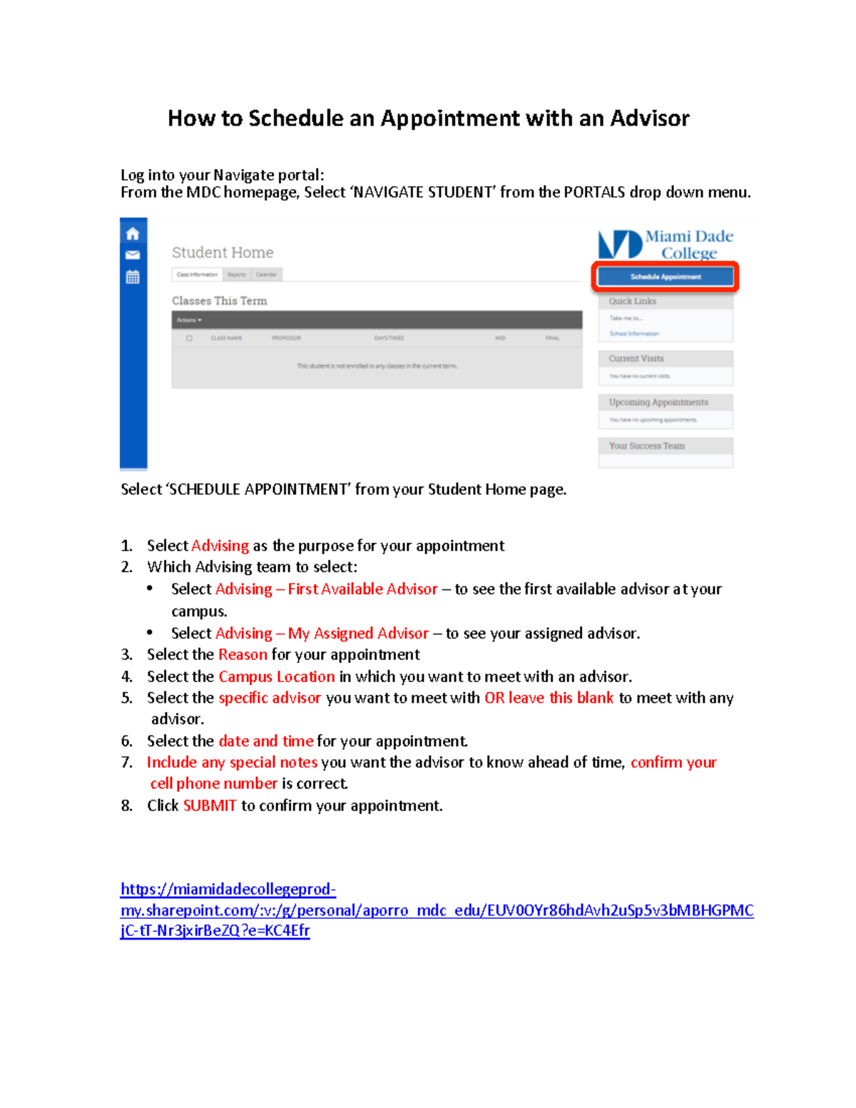 How to Schedule an Appointment with an Advisor - Select ‘SCHEDULE ...