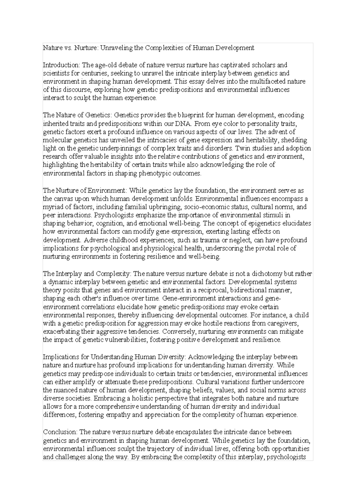 Nature vs nurture - psychology - Nature vs. Nurture: Unraveling the ...