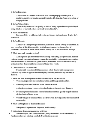 Unit 2 - MX3084 - UNIT - II 2 Approaches to Disaster Risk Reduction ...