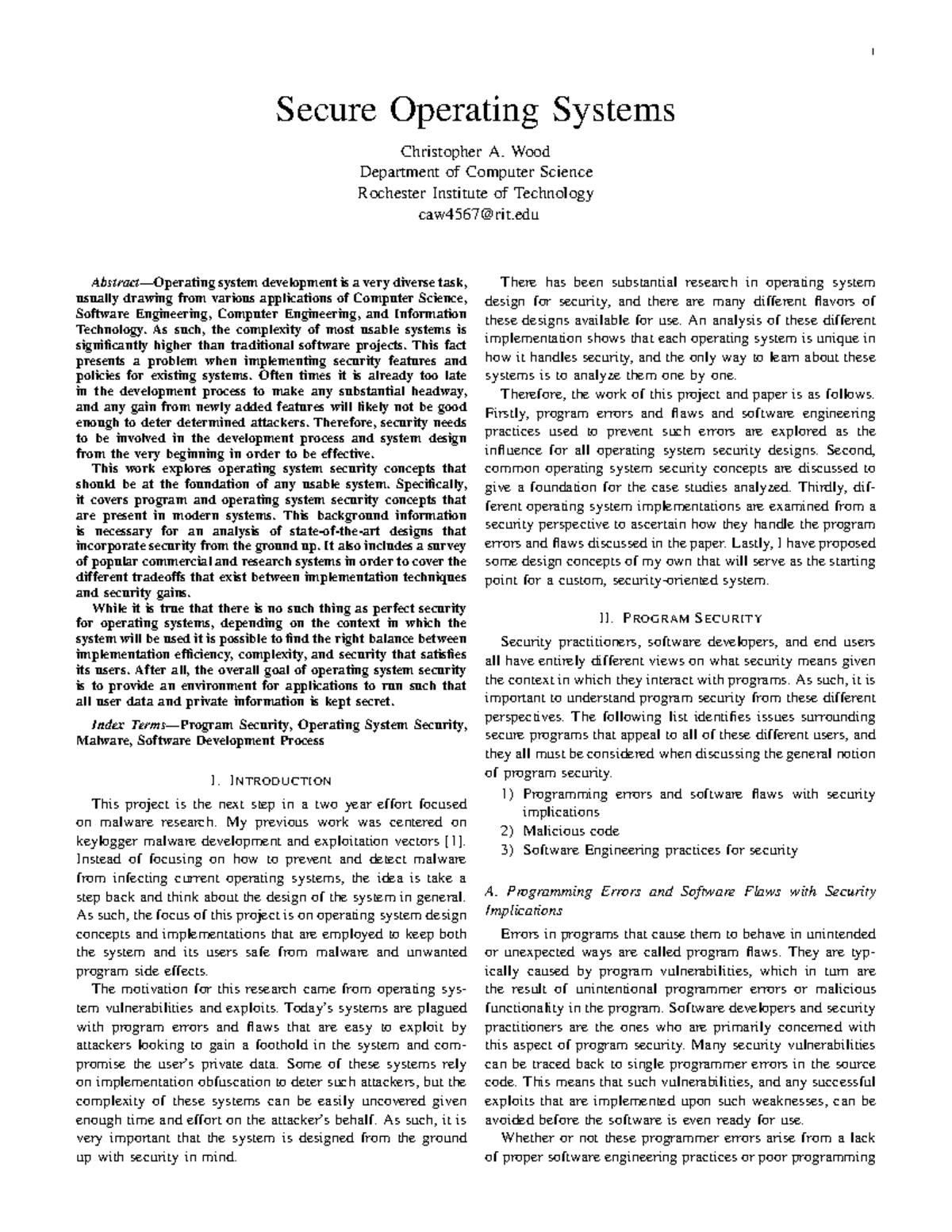 Security of Operating Systems in Computer Security - Secure Operating Systems Christopher A ...