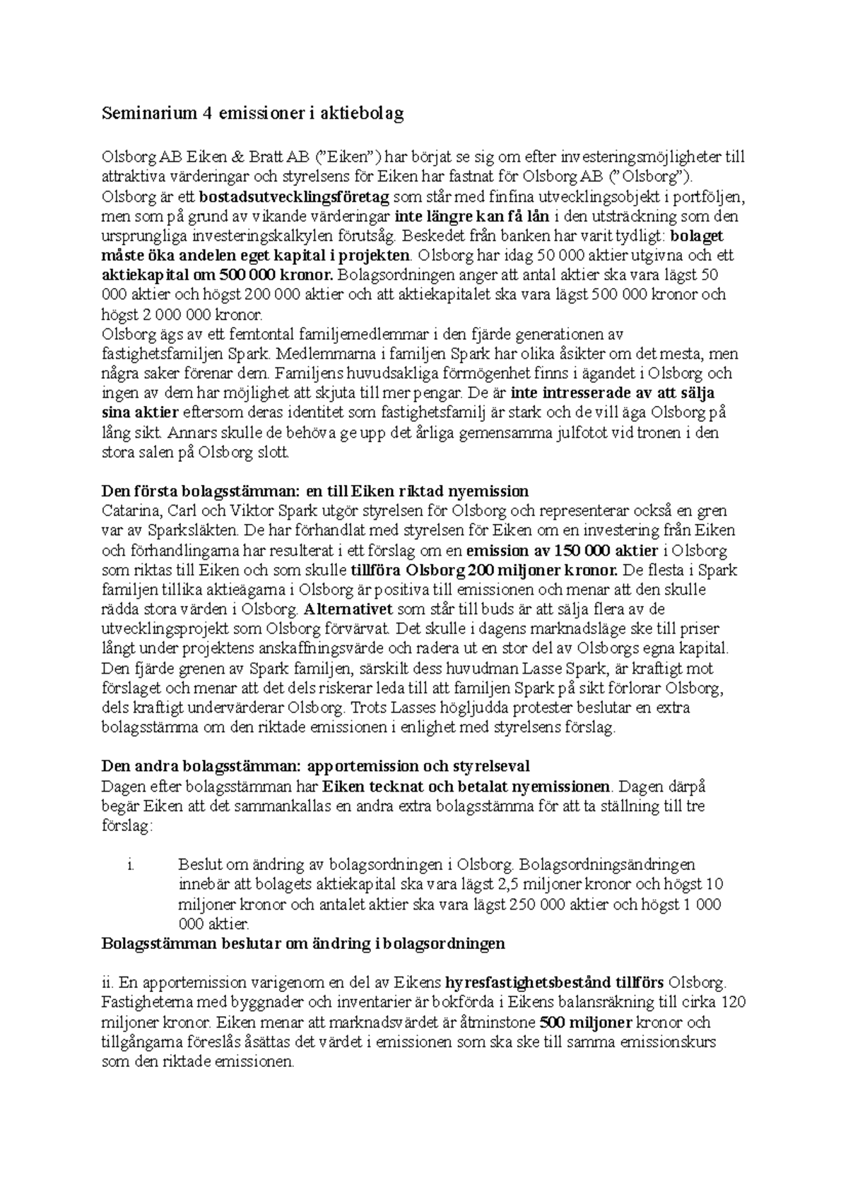 Seminarium 4 Emissioner i aktiebolag - Seminarium 4 emissioner i ...