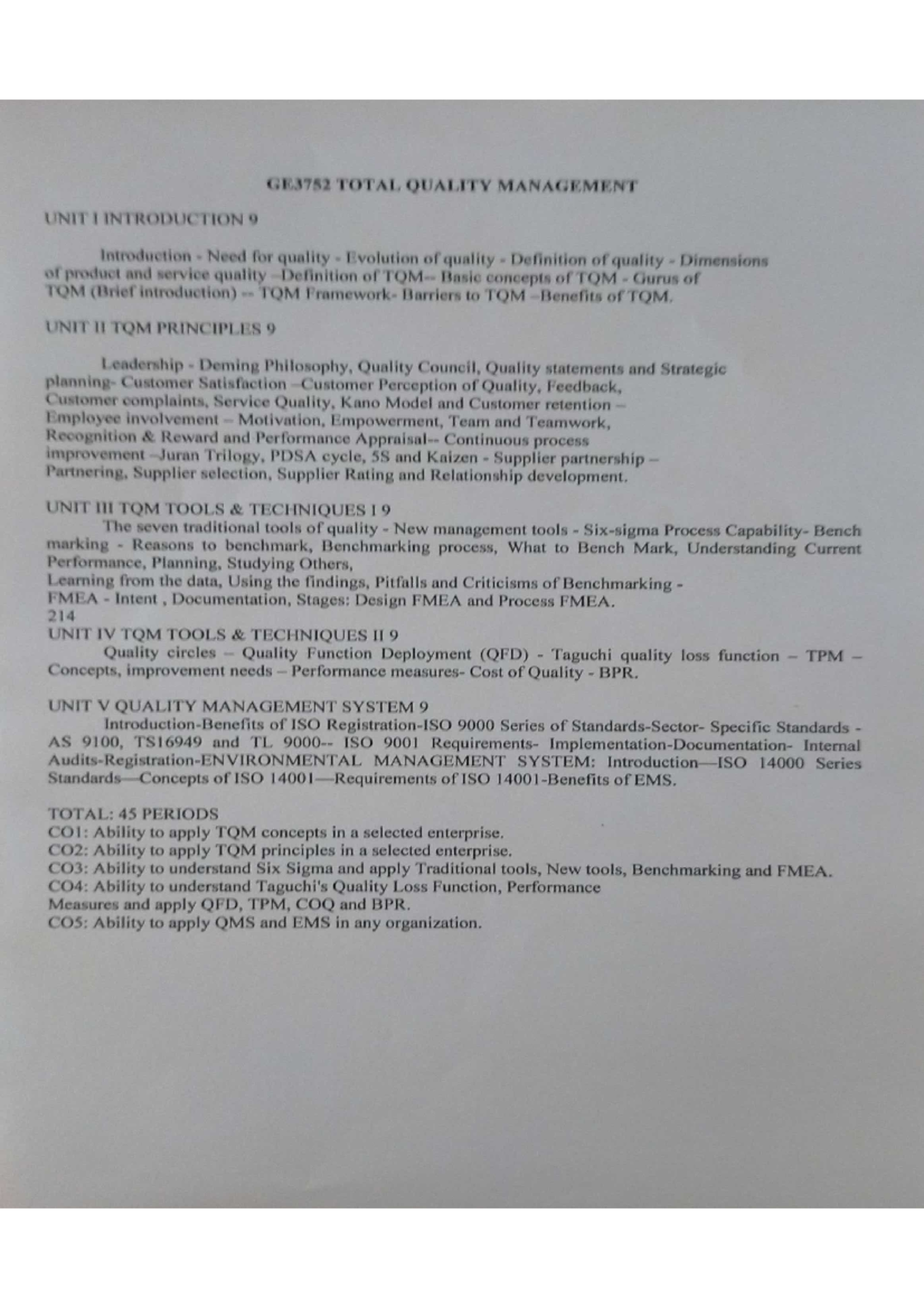 Total quality management - GE3752 TOTAL QUALITY MANAGEMENT UNIT I ...