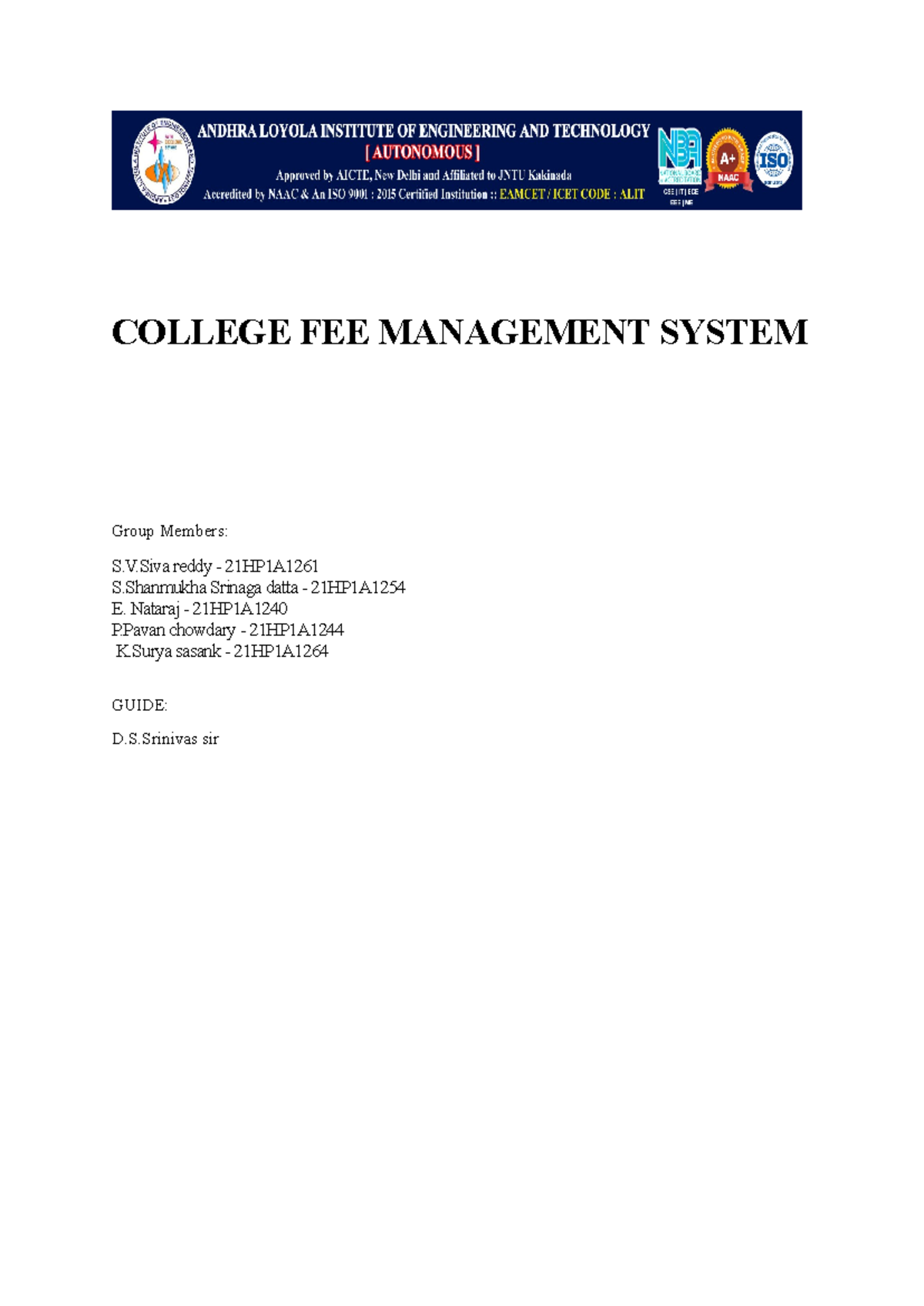 College FEE Management System - COLLEGE FEE MANAGEMENT SYSTEM Group ...