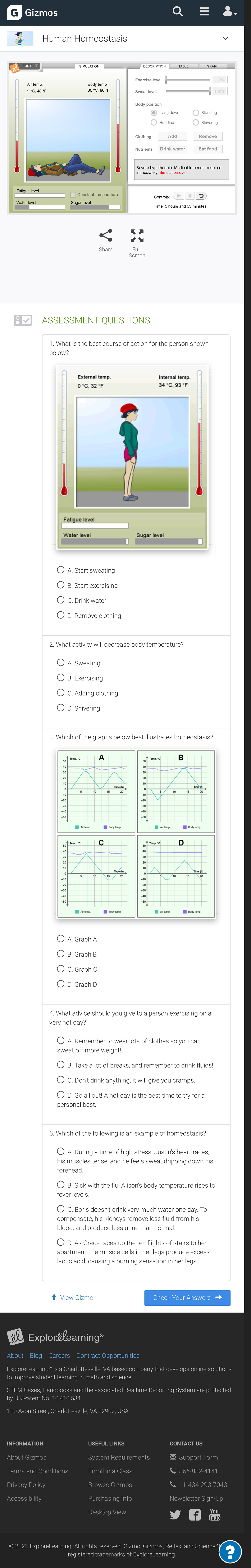 Human Homeostasis Gizmo Explore Learning - Human Homeostasis © 2021 ...