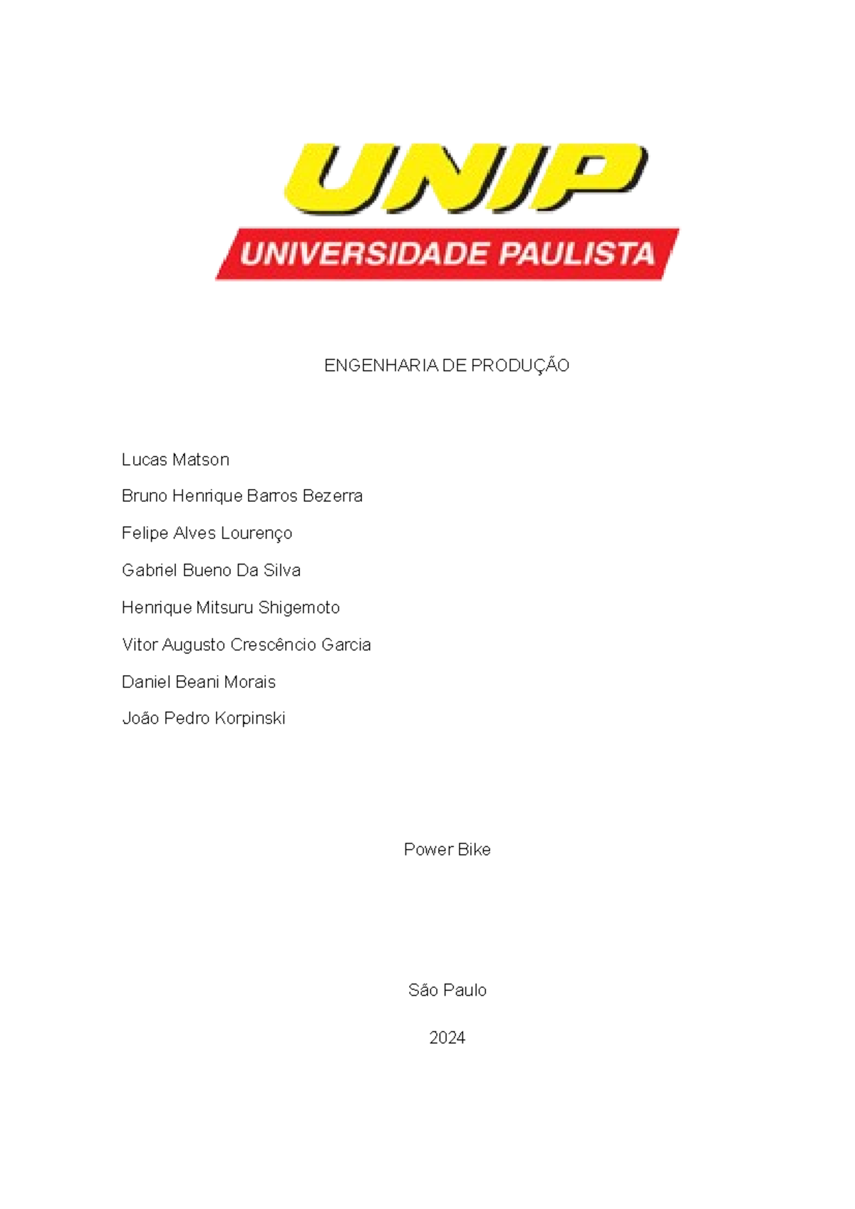 TCC Power Bike atualizado - ENGENHARIA DE PRODUÇÃO Lucas Matson Bruno ...