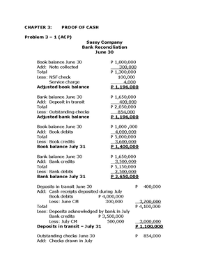 Intermediate Accounting 2021 Proof of Cash Answers - Proof of Cash ...