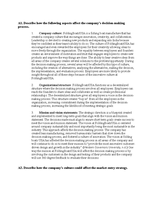 C714 Business Strategy WGU Task 1 Template - Task 1: Innovative and ...