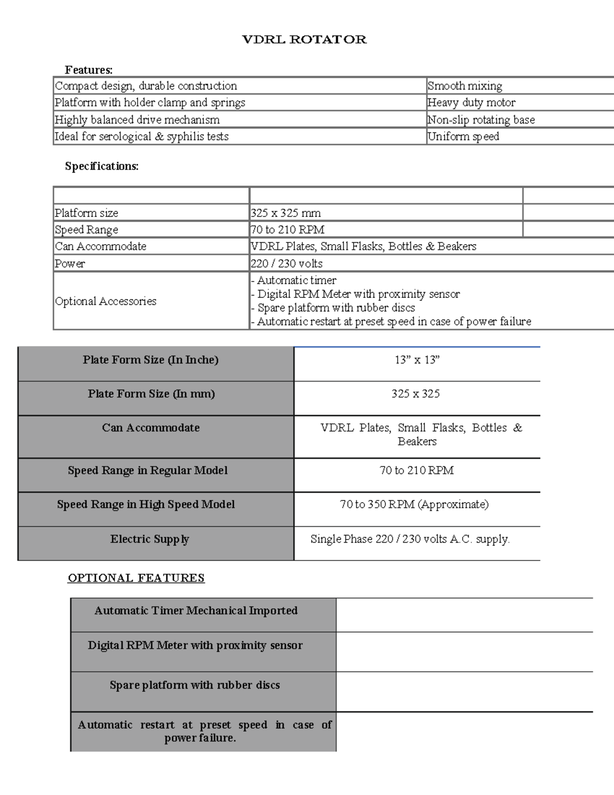 1 - VDRL ROTATOR Features: Compact design, durable construction ...