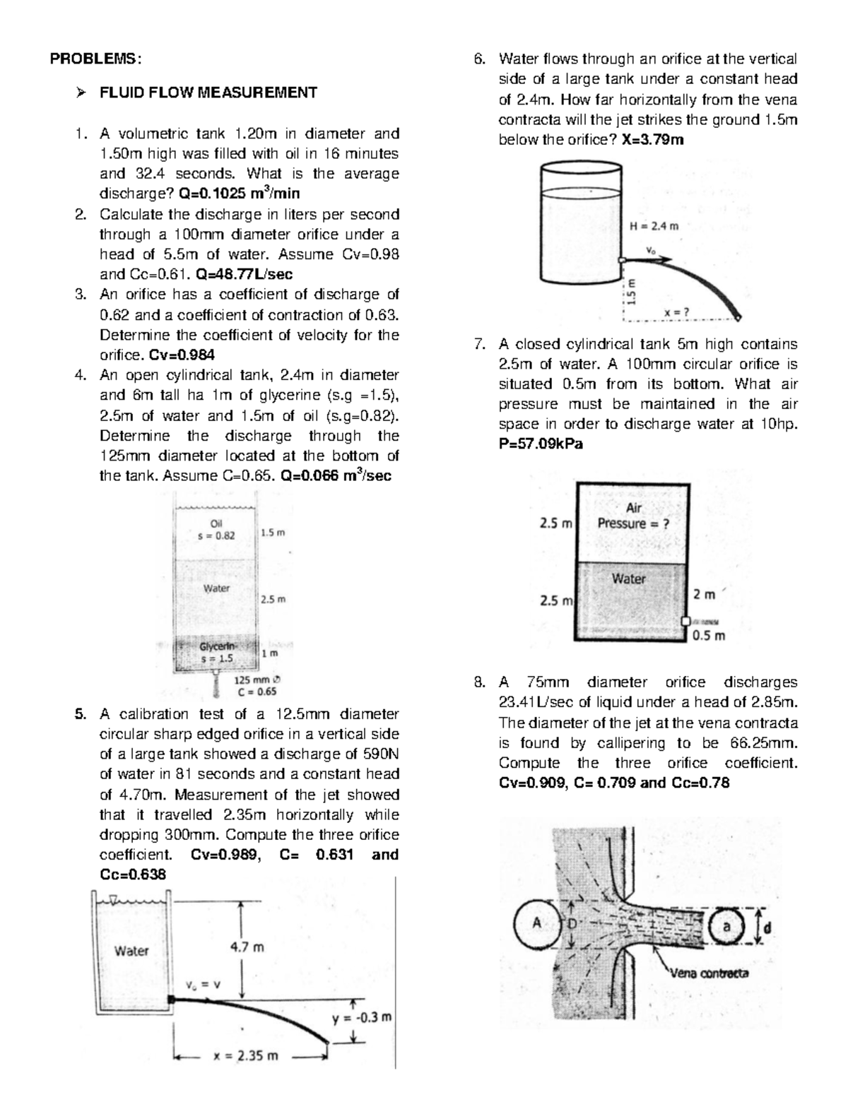Reviewer Removals - PROBLEMS: FLUID FLOW MEASUREMENT A volumetric tank ...