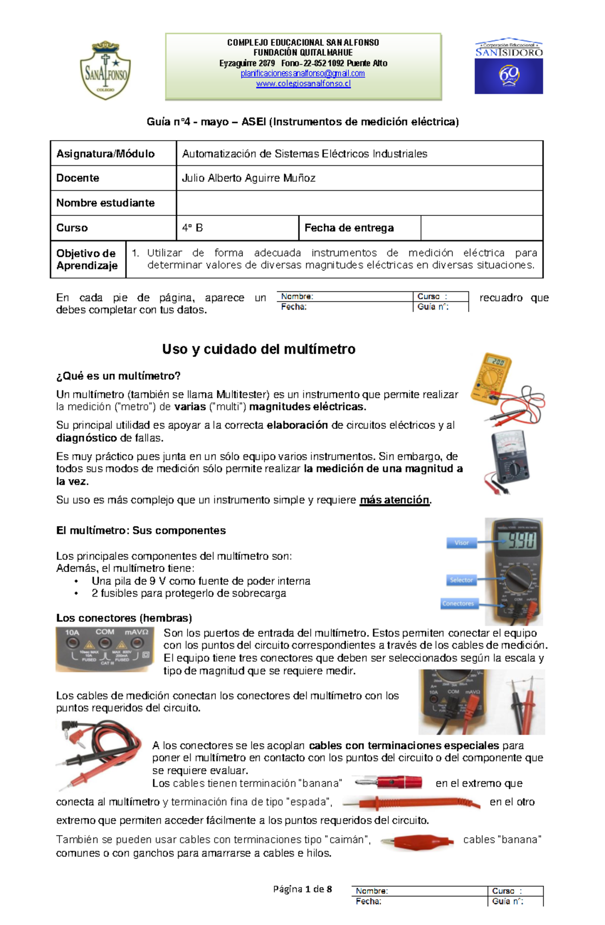 Instrumentos de medision - Guía n°4 - mayo – ASEI (Instrumentos de ...