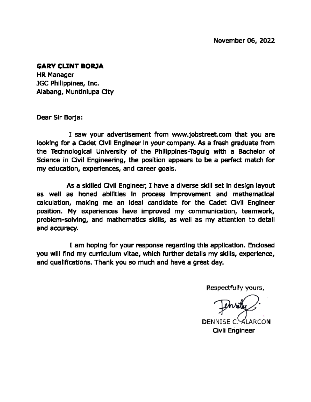 Business Letter - Spanish English Japanese Korean DENNISE ALARCON C I V ...