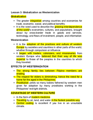 GEN 005 Lesson 5 AND 6 - Lesson 5: Forms of Globalization: Part 2 ...