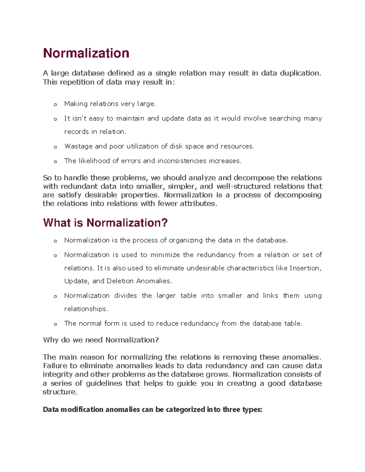 Normal Forms In Dbms Normalization A Large Database Defined As A 6065