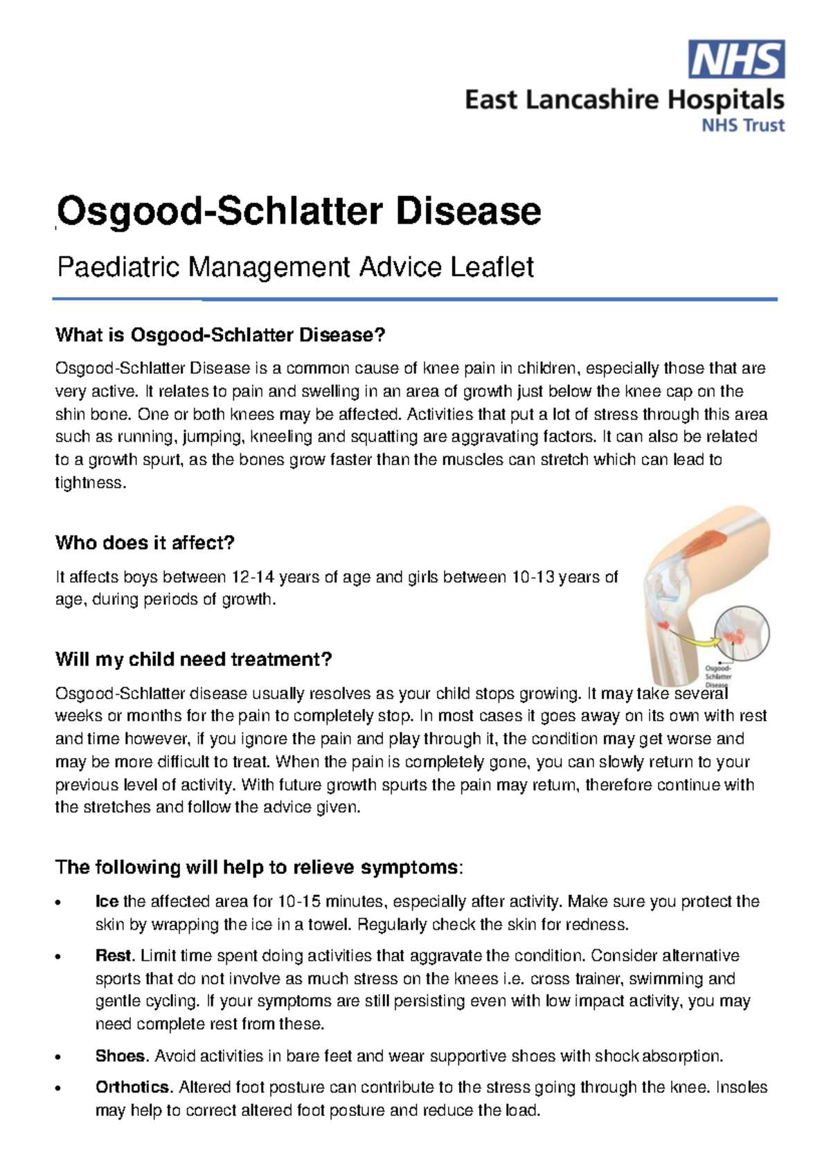 Osgood Sclatter Disease leaflet v4 - Osgood-Schlatter Disease ...