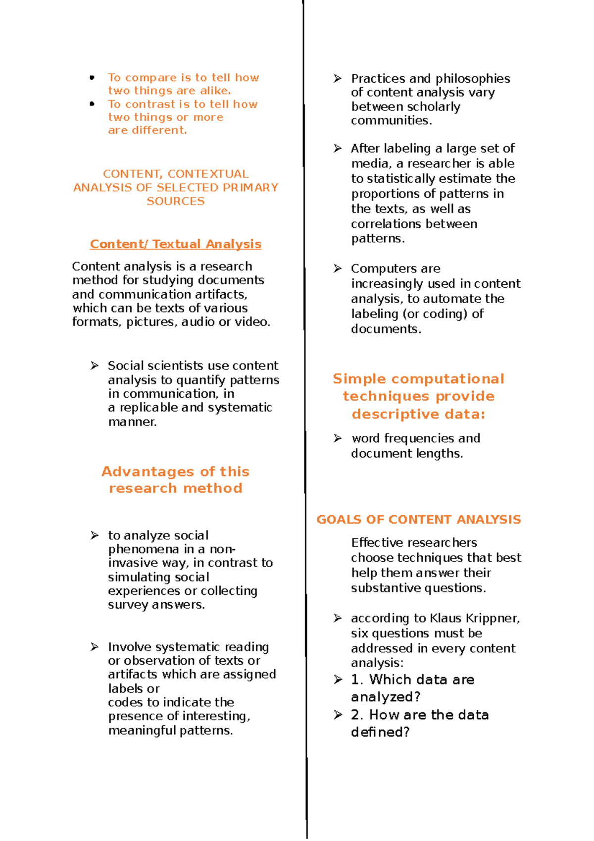 Unit 2 Material - aasas - To compare is to tell how two things are ...