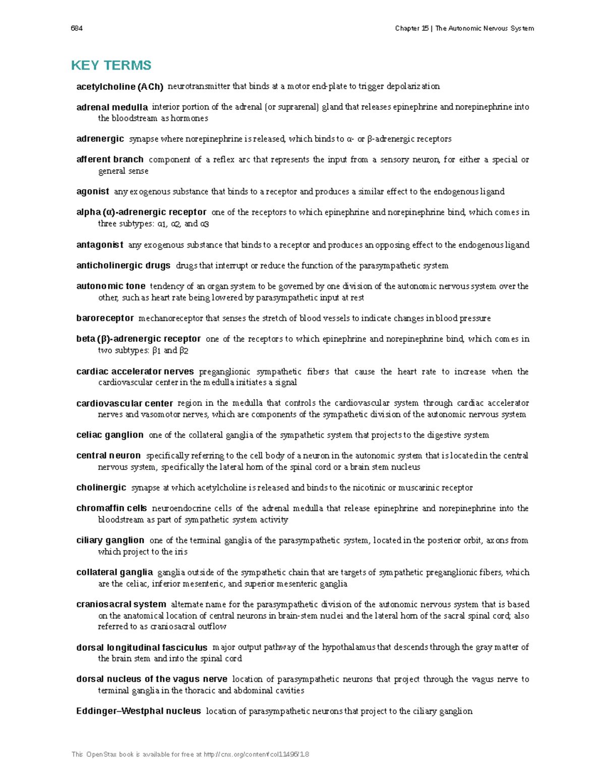TB test terminology - acetylcholine (ACh) adrenal medulla adrenergic ...