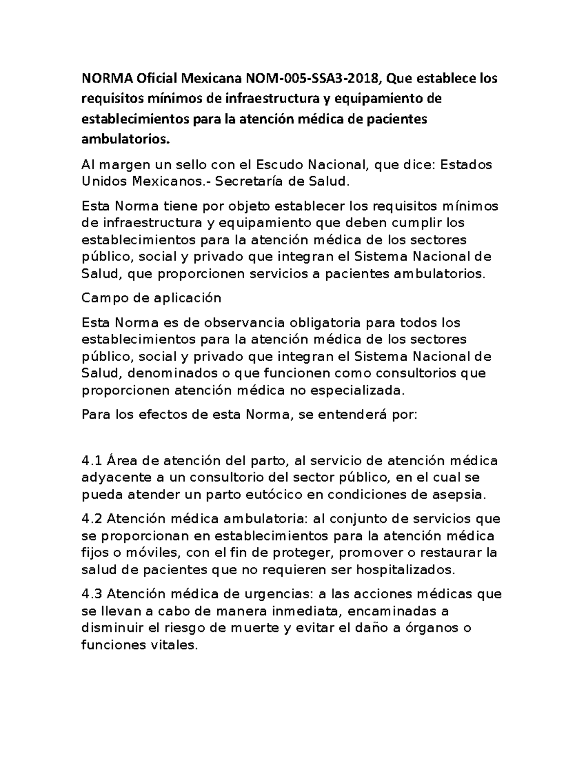 Norma 005 - Xdxd - NORMA Oficial Mexicana NOM-005-SSA3-2018, Que ...