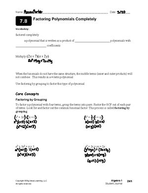 7-3 Notes - Algebra 1 Copyright © Big Ideas Learning, LLC Student ...