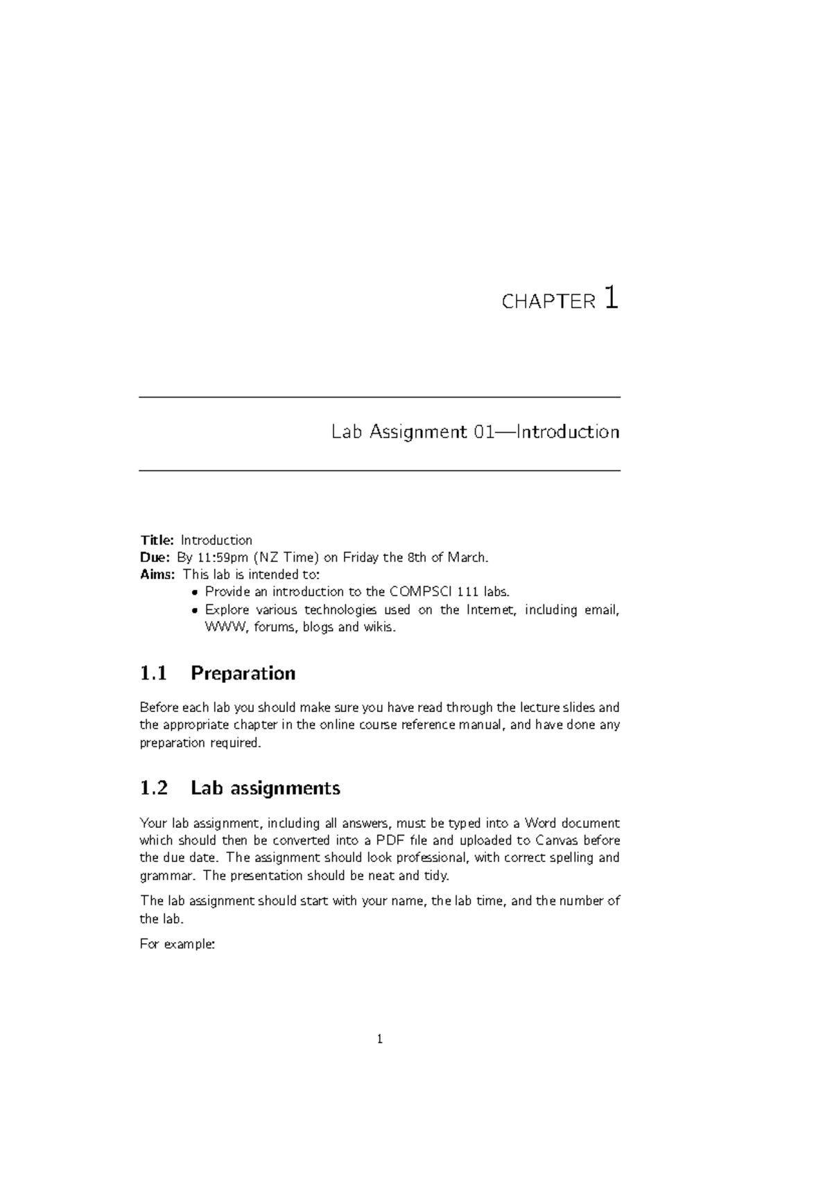 Lab 1 - LAB 01 - CHAPTER 1 Lab Assignment 01—Introduction Title ...