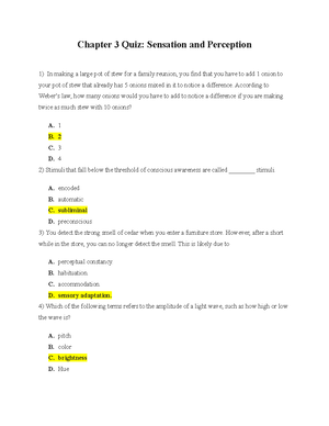 Chapter 9 Quiz Motivation, Stress, and Emotion - Chapter 9 Quiz ...