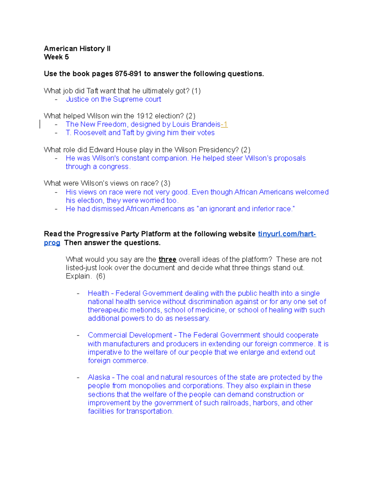 DC AH II Week 5 Assignment - American History II Week 5 Use the book ...