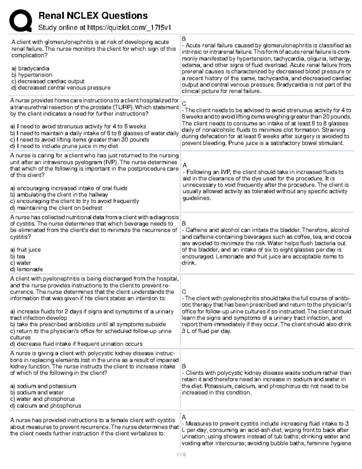 Renal Nclex Practice Questions - Study online at quizlet/_17f5v A ...